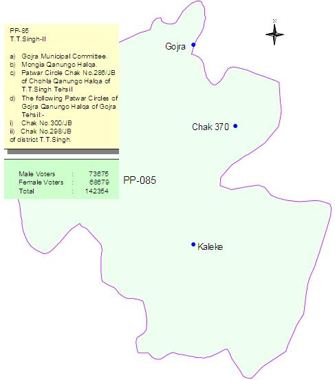 PP-85 Toba Tek Singh Constituency Map – Gojra, Kaleke, Chak 370 – Paki Mag